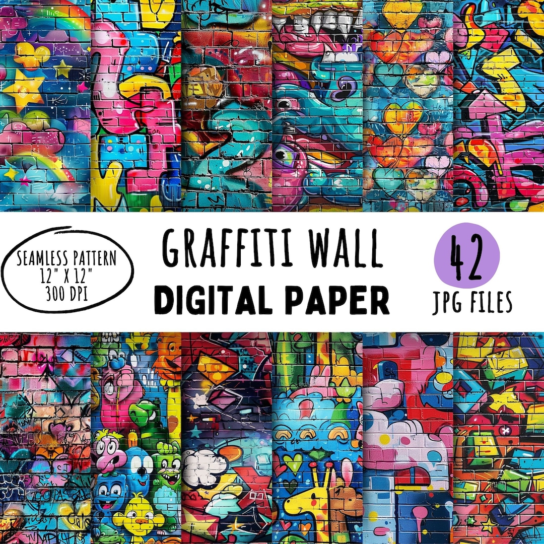 42 Graffiti Wall Digital Papers: Street Art Backgrounds (digital ...