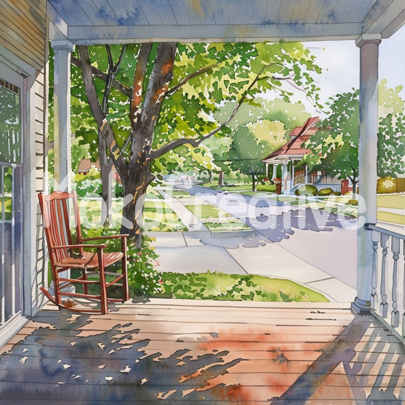 Porch View Watercolor Art Prints: Retro House Designs (digital Download ...