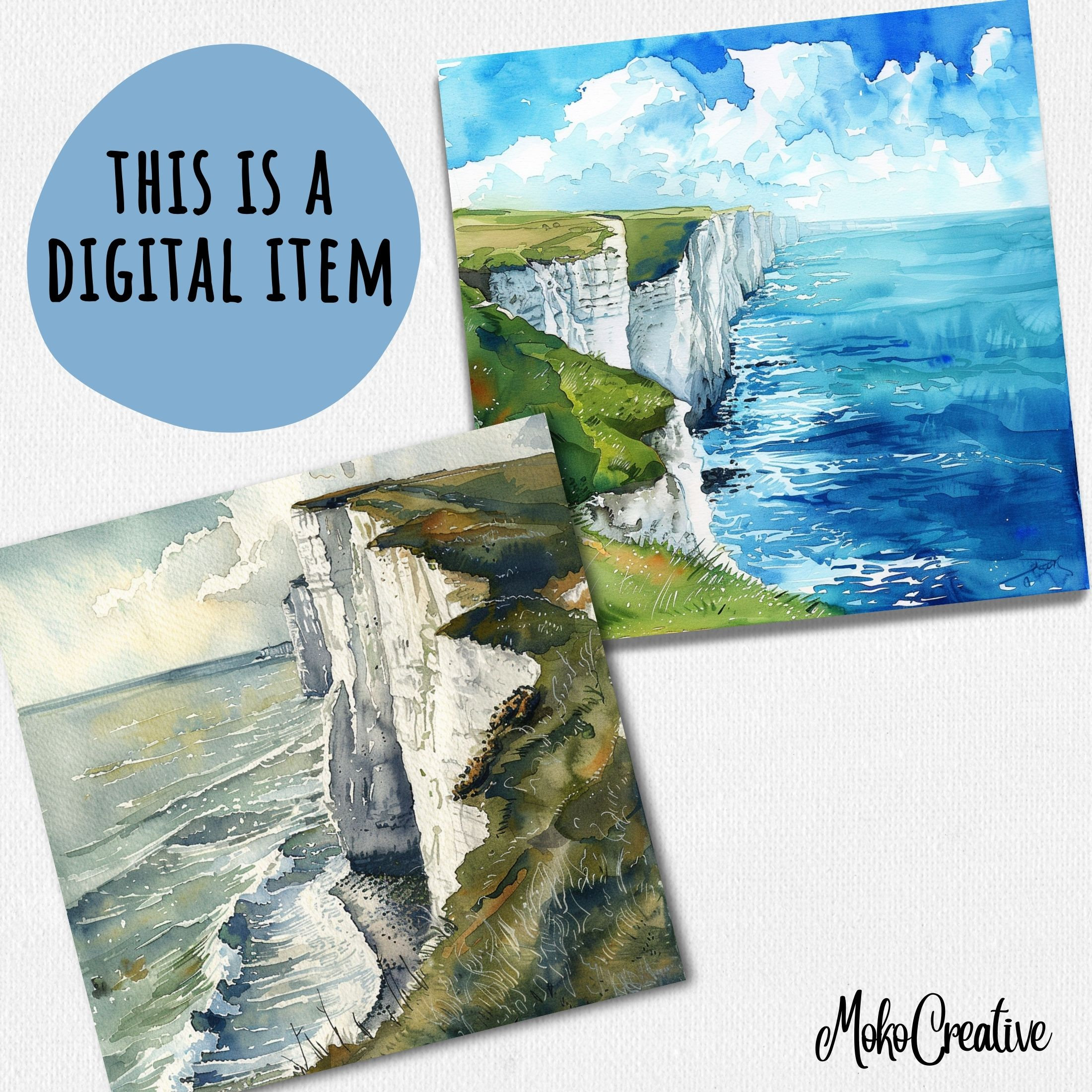 16 High Quality White Cliffs of Dover Designs, Watercolor Ocean Cliff ...