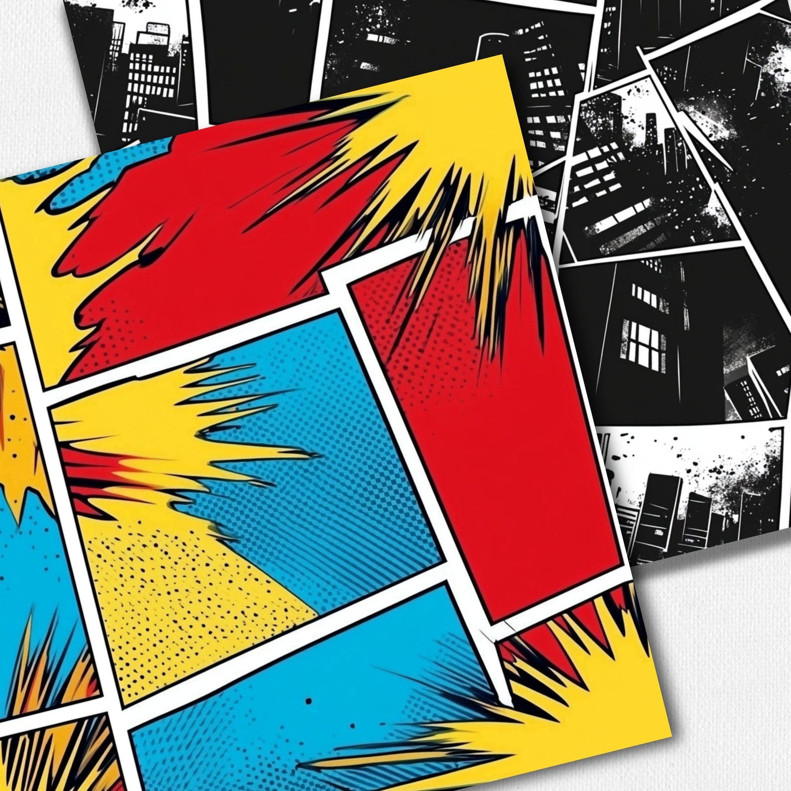 53 Comic Book Digital Papers, Seamless Cartoon Comic Pages Patterns ...