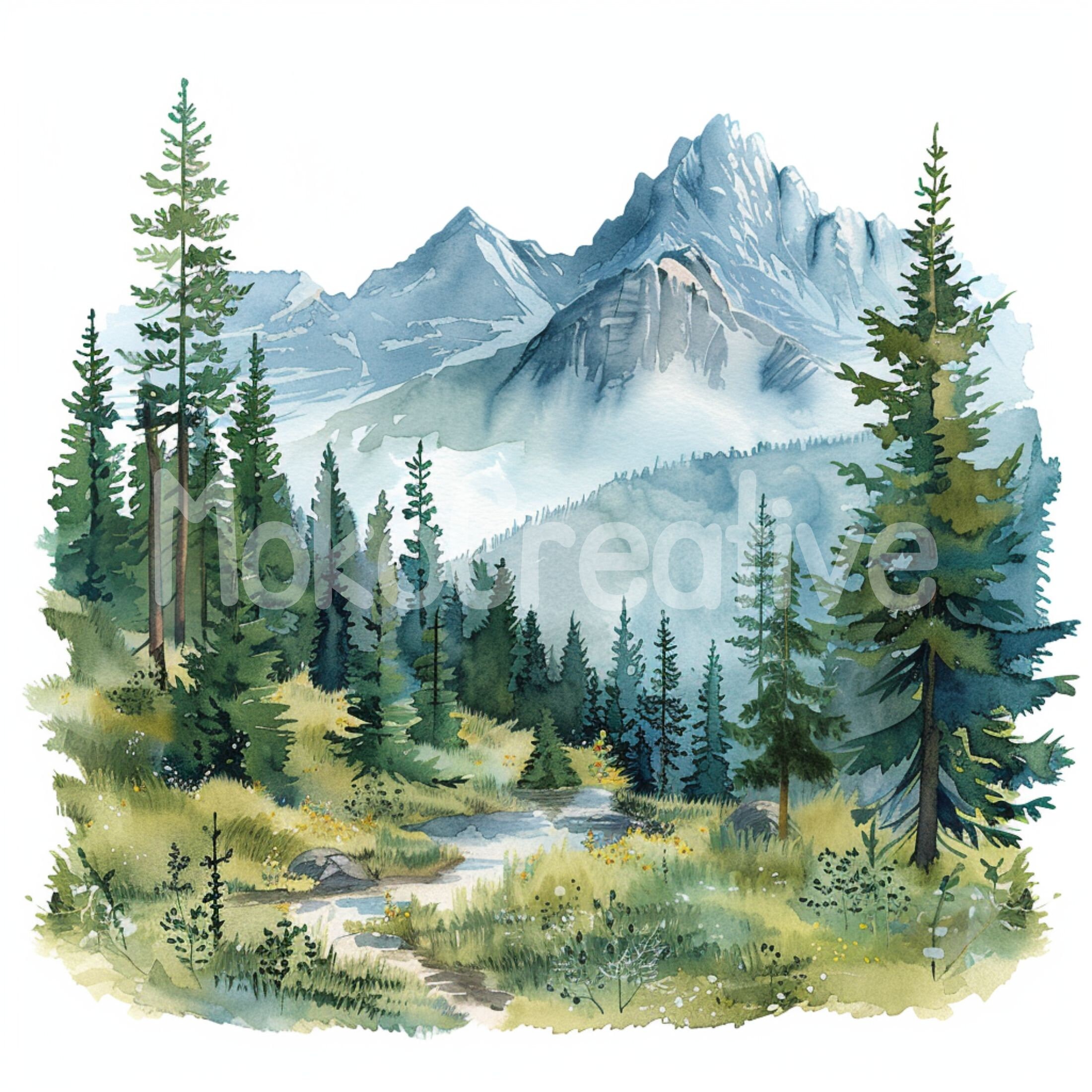 20 High Quality Mountain Designs, Watercolor National Park Wall Art ...