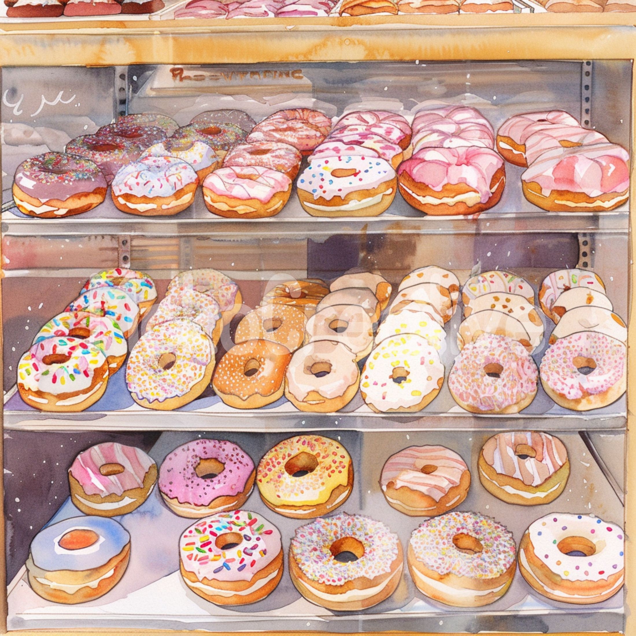 Watercolor Donut Shop Art Print, Commercial Use (digital Download) - Etsy