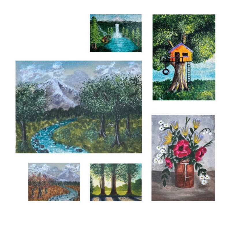 Miniature Art Collection Gallery Wall Option 4: 6 Exclusive Paintings ...
