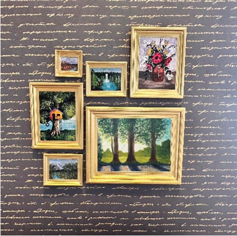 Miniature Art Collection Gallery Wall Option 1: 6 Exclusive Paintings ...
