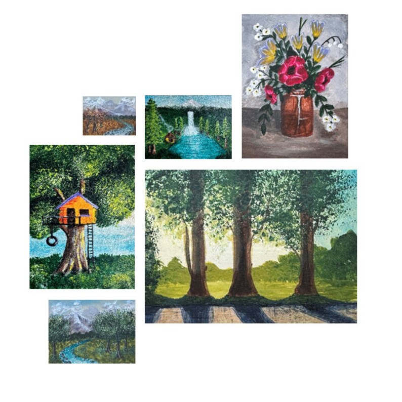 Miniature Art Collection Gallery Wall Option 1: 6 Exclusive Paintings ...