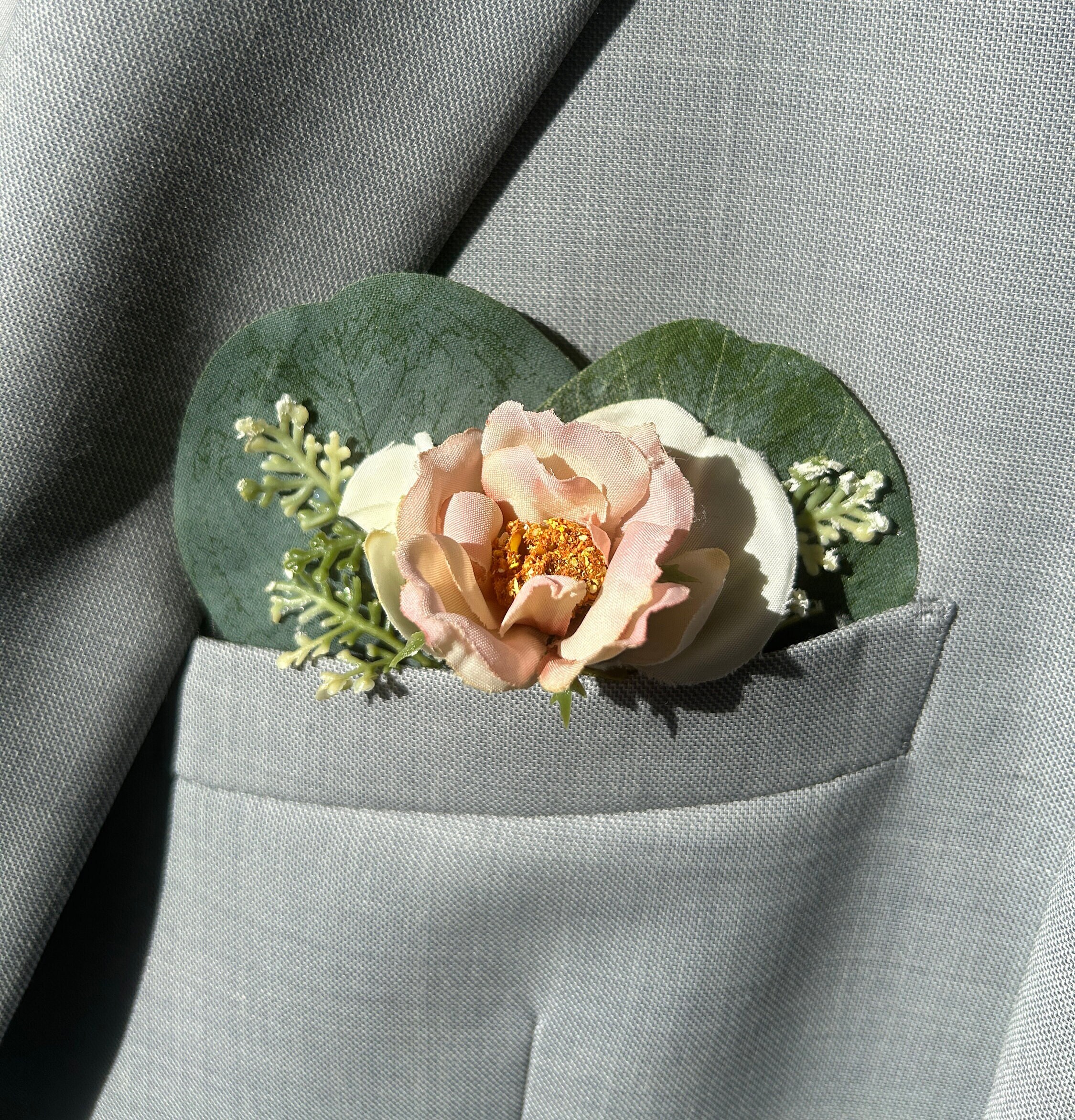 Pocket Boutonniere, Flower Accessories, Greenery Boutonniere, Groom ...