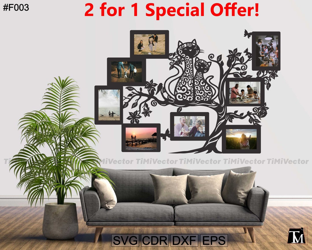 Marcos de fotos, corte láser, svg/dxf/cdr/eps, decoración de pared ...