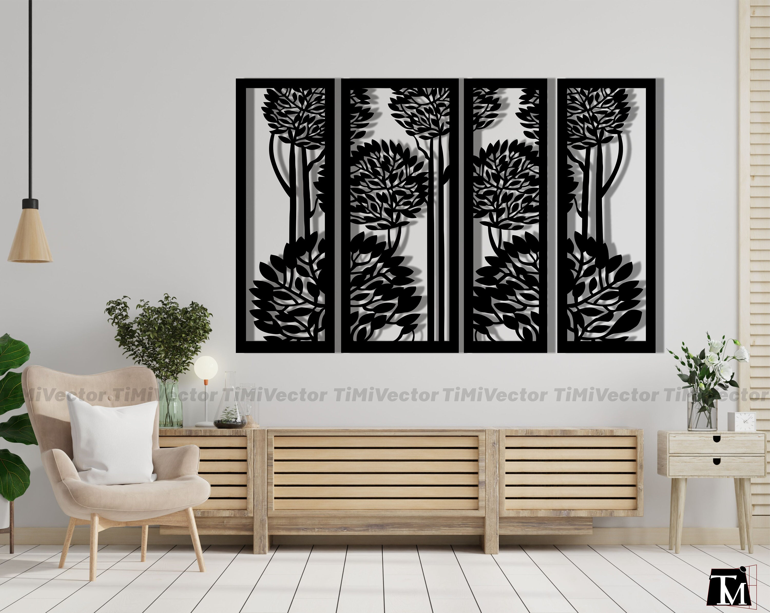 Decorative Wall Tree Panels, Nature-inspired Art, Laser Cut, Svg/dxf ...