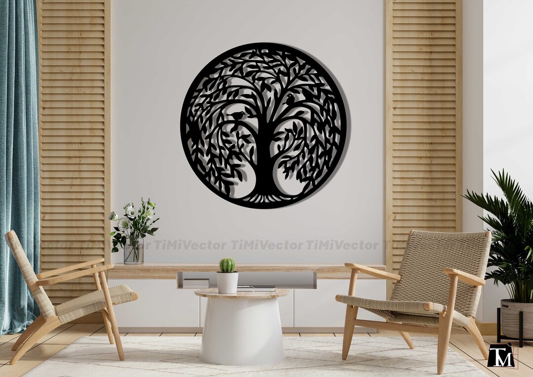 Árbol con Pájaros, arte inspirado en la naturaleza, corte láser, dxf ...