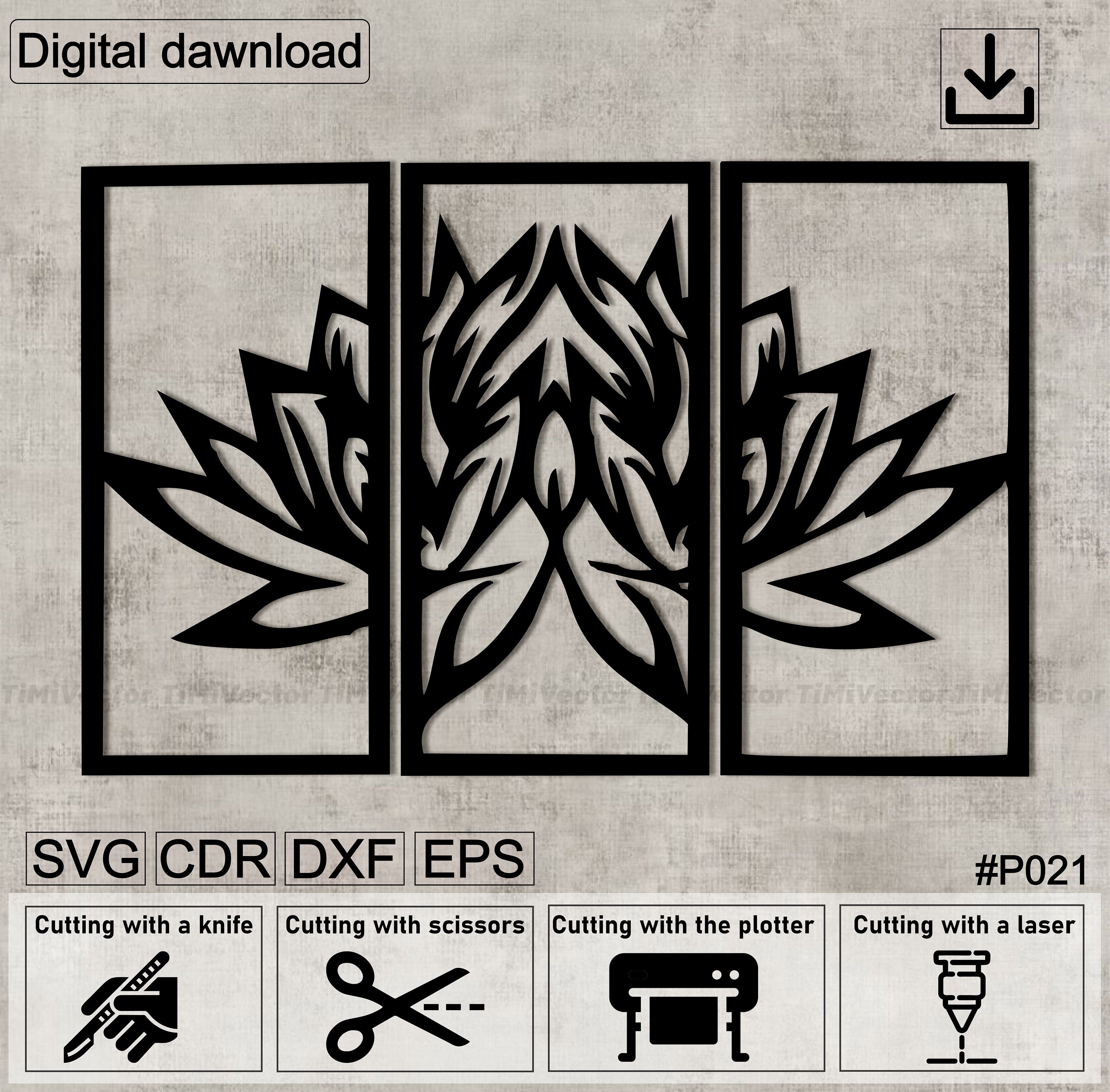 Lotus Flower Design, Elegant Floral Art, Laser Cut, Dxf/cdr, Home Decor ...