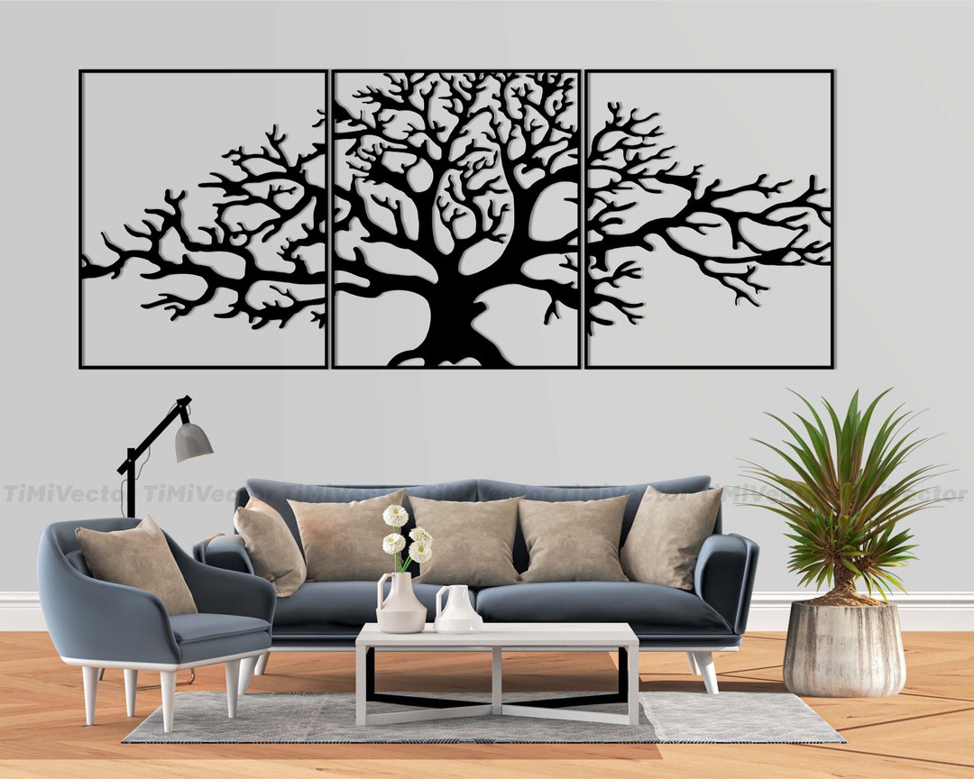 Tree With Branches, Intricate Wall Art, Laser Cut, Svg/dxf/cdr, Metal ...
