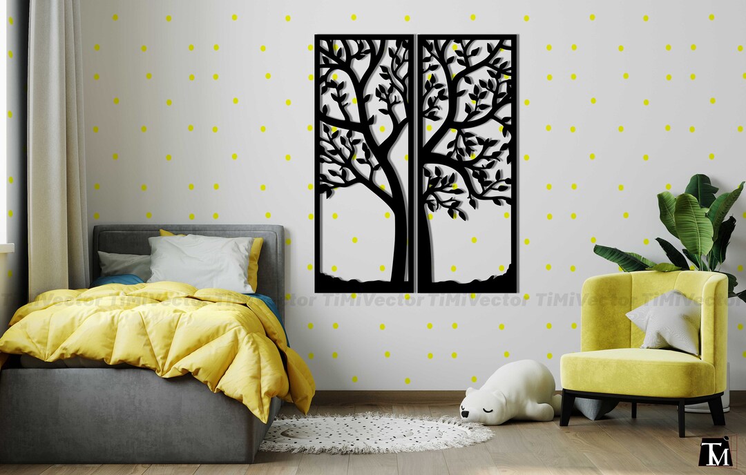 Tree Silhouette Panel Svg/dxf/cdr/eps Files for Cnc and Laser Cutting ...