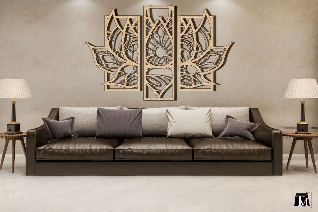 Quadro De Lotus, Lotus Flower Art, Laser Cut Design, Dxf/cdr, Home ...