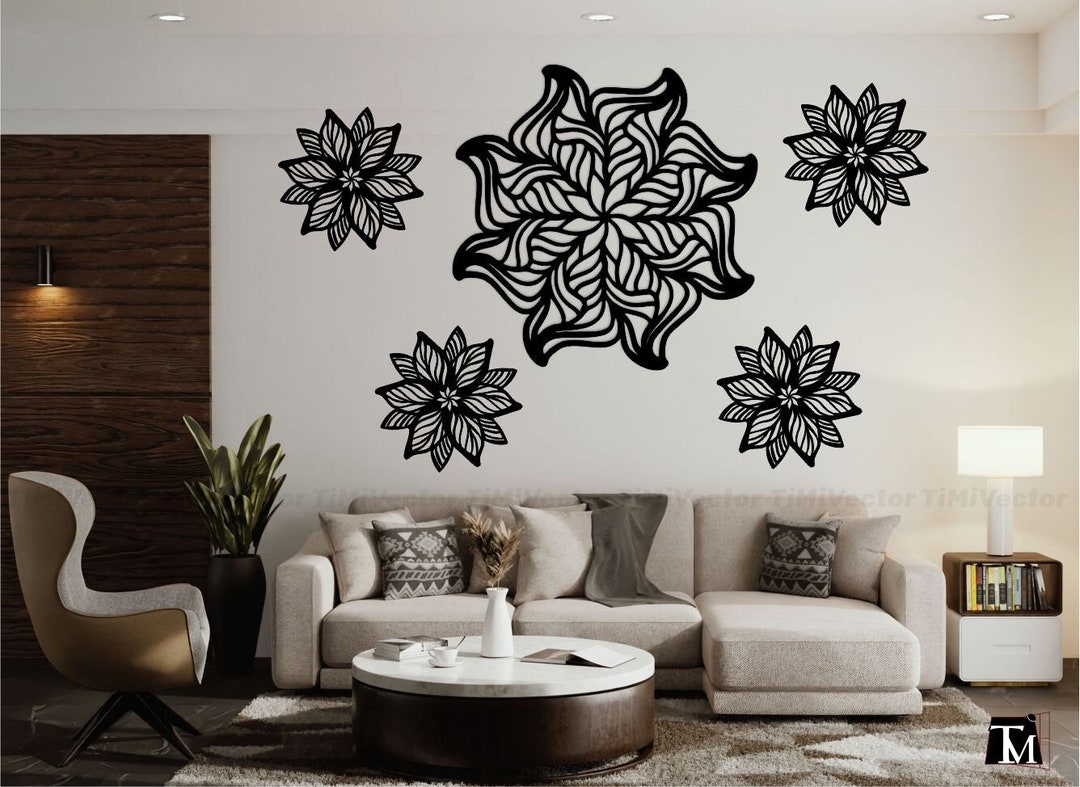Flowers, Floral Wall Art, Laser Cut Design, Svg/dxf/cdr Files, Home ...