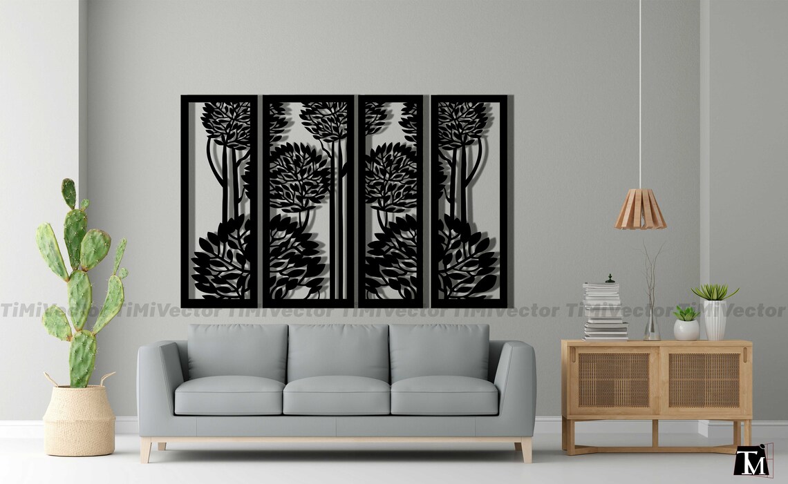 Decorative Wall Tree Panels, Nature-inspired Art, Laser Cut, Svg/dxf ...