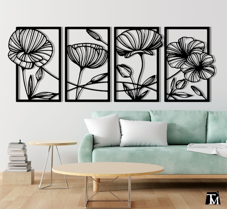 Panno Flowers, Floral Wall Art, Laser Cut, Svg/dxf/cdr, Home Decor ...