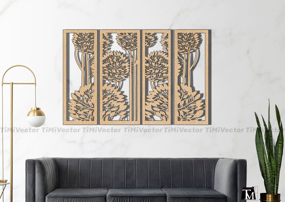Decorative Wall Tree Panels, Nature-inspired Art, Laser Cut, Svg/dxf ...