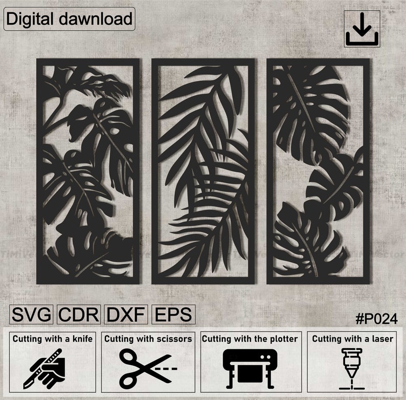 Leaves, Botanical Wall Art, Laser Cut, Svg/dxf, Nature-inspired Decor ...