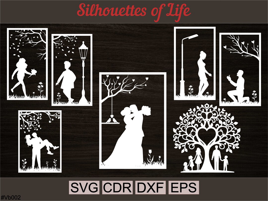 Romantic Silhouette Svg Bundle, Love Story Laser Cut Files, Svg/cdr/dxf ...