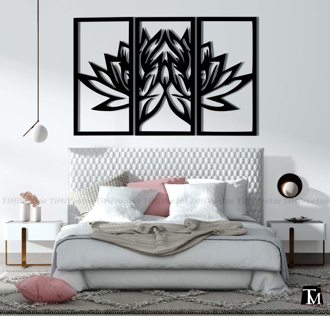 Lotus Flower Design, Elegant Floral Art, Laser Cut, Dxf/cdr, Home Decor ...