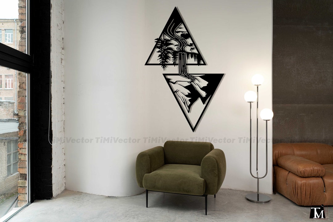 Mountain Landscape Triangle Wall Art, CNC Laser Cut Files (digital ...