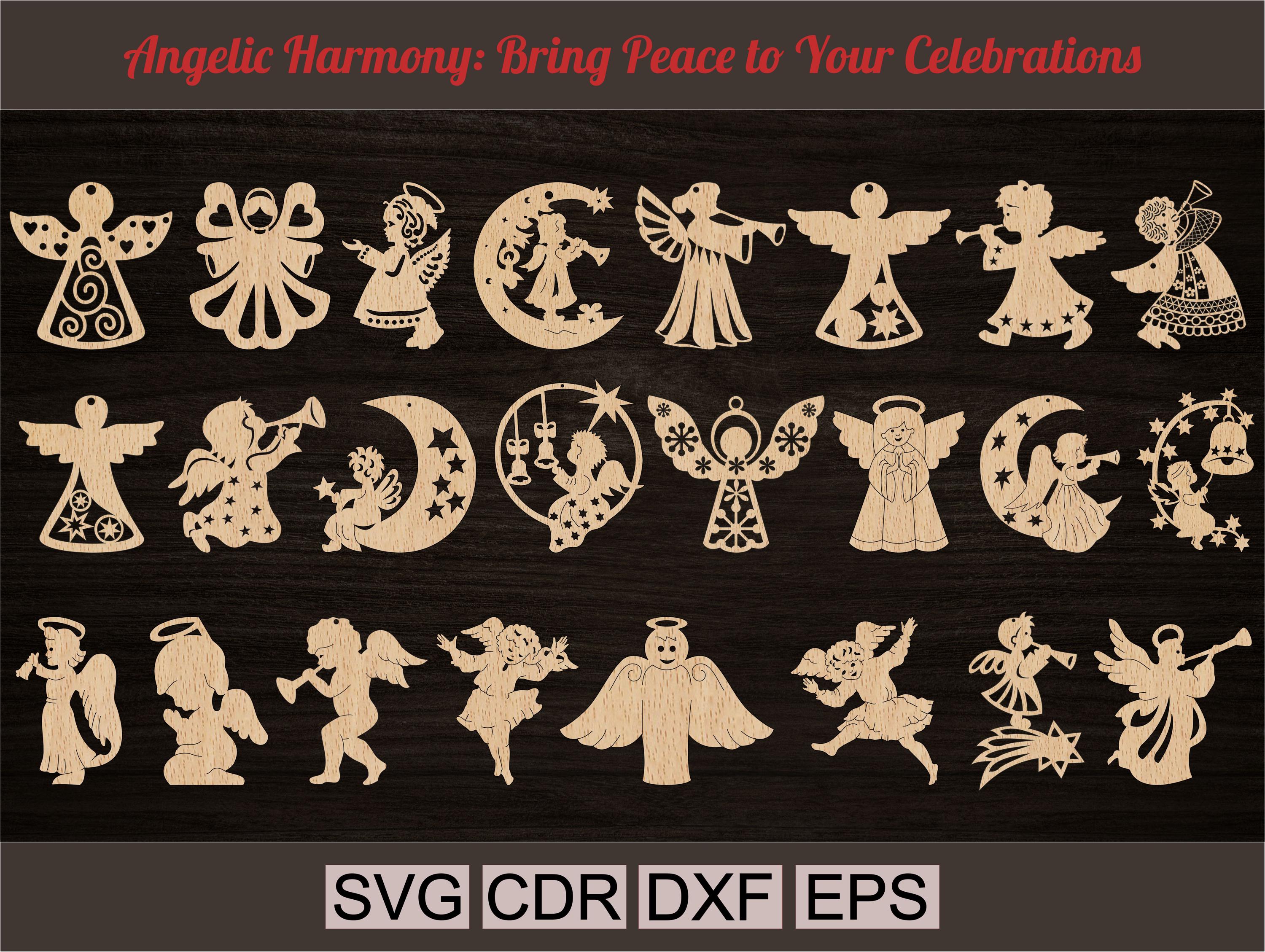 Angel Ornament Laser Cut Design, Christmas Angel Decorations, Digital ...