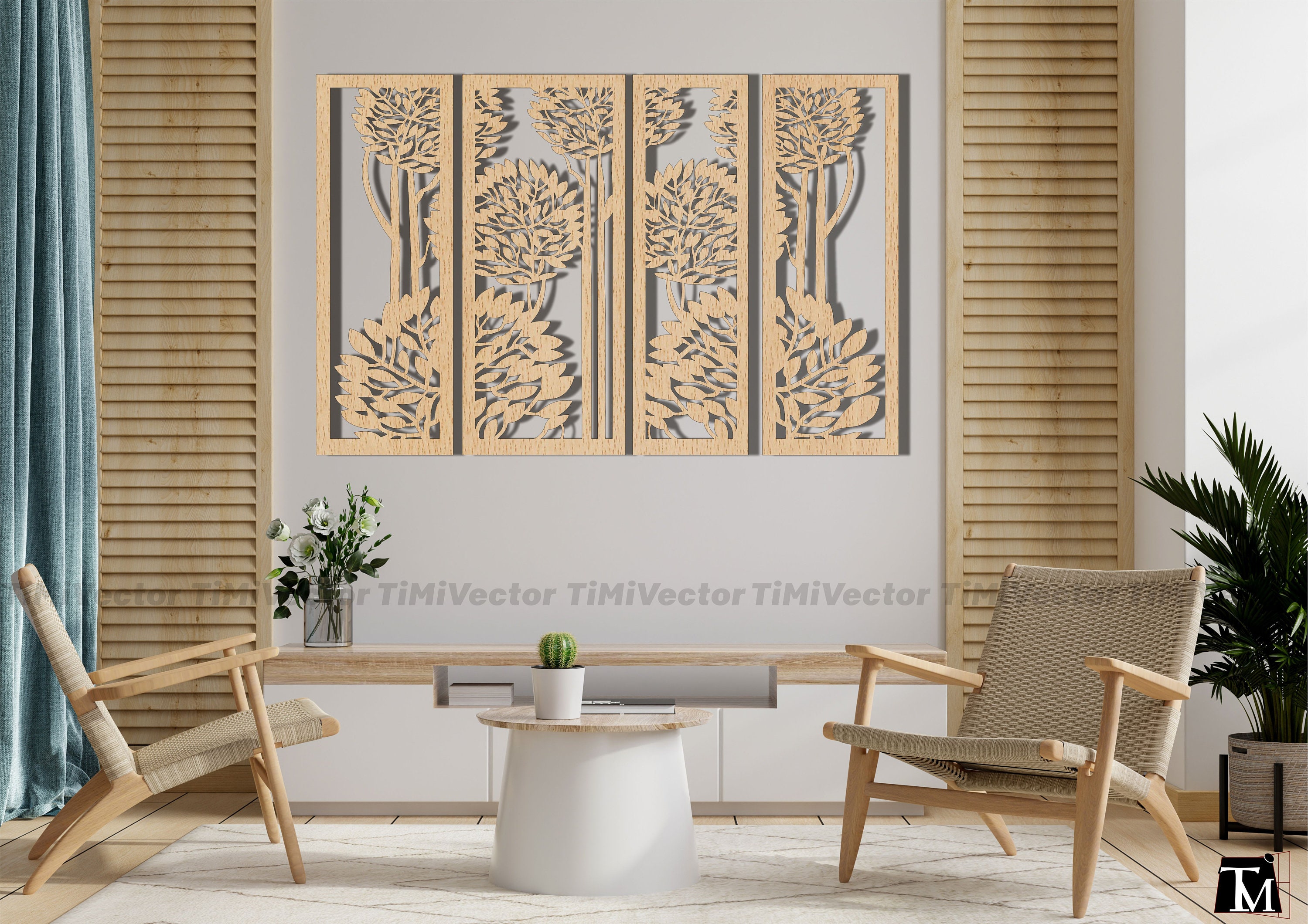 Decorative Wall Tree Panels, Nature-inspired Art, Laser Cut, Svg/dxf ...