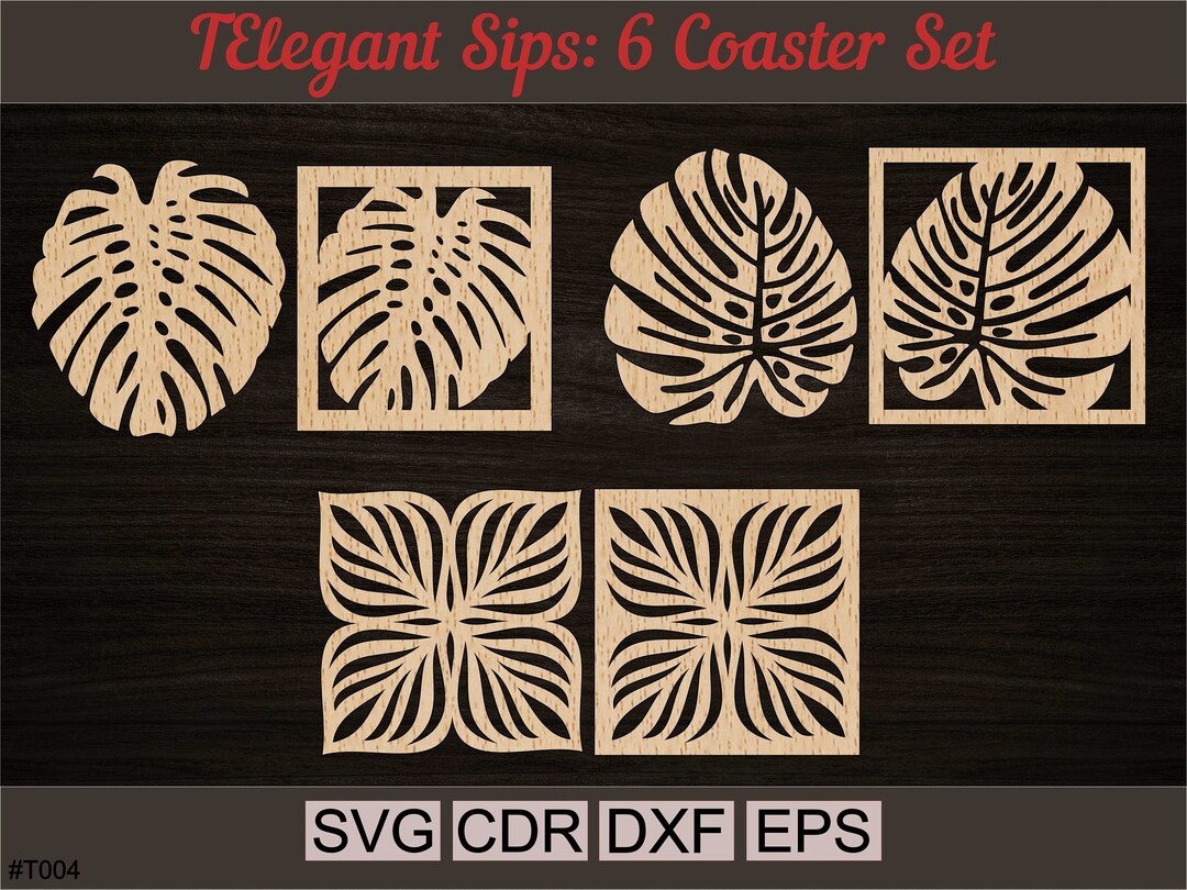 Monstera Leaf Coasters Svg, Hexagonal Coaster Cutting Cnc, Svg/cdr/dxf ...