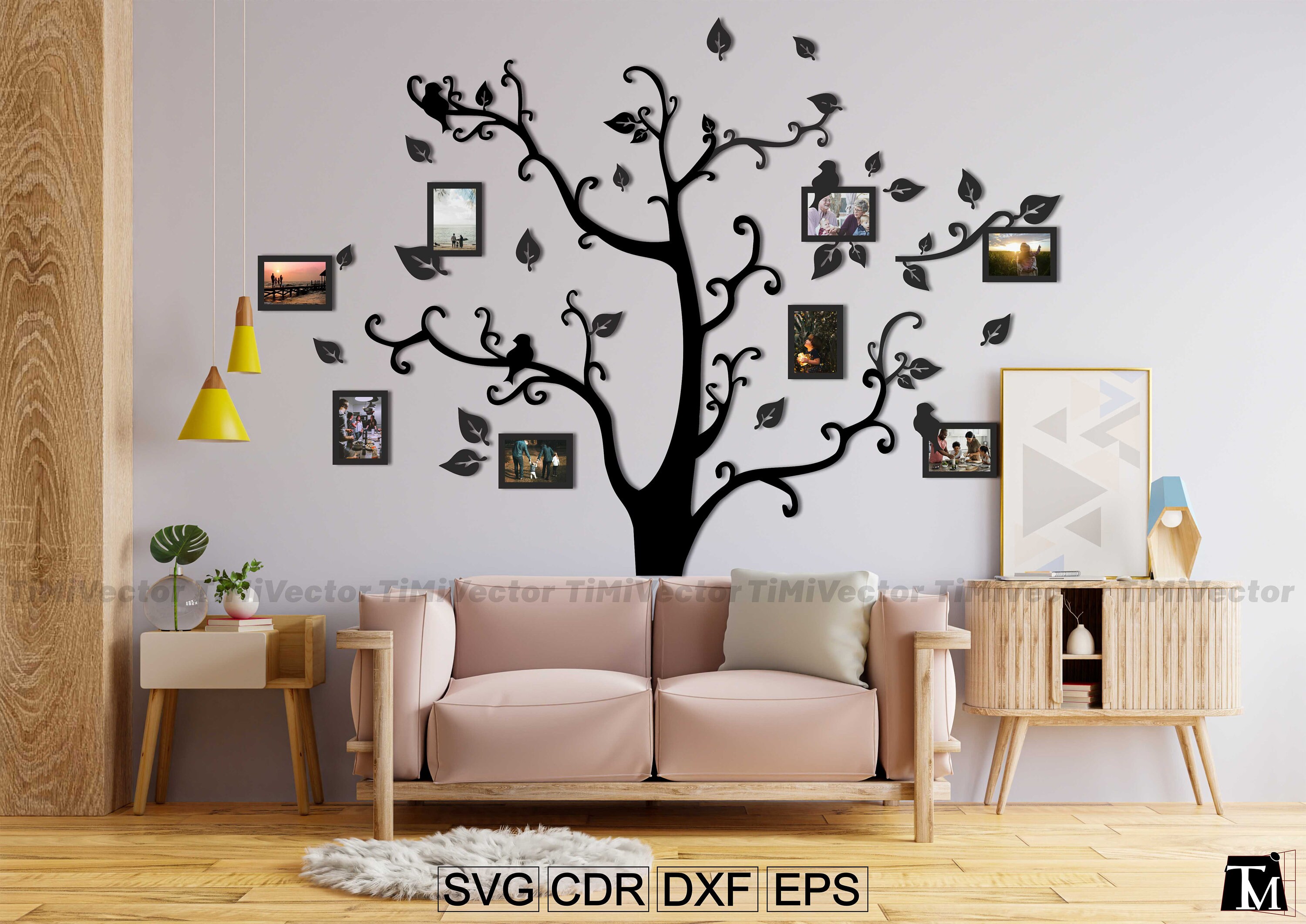 Laser Cut Family Tree Photo Frames, CNC Cutting (svg, Dxf, Eps ...