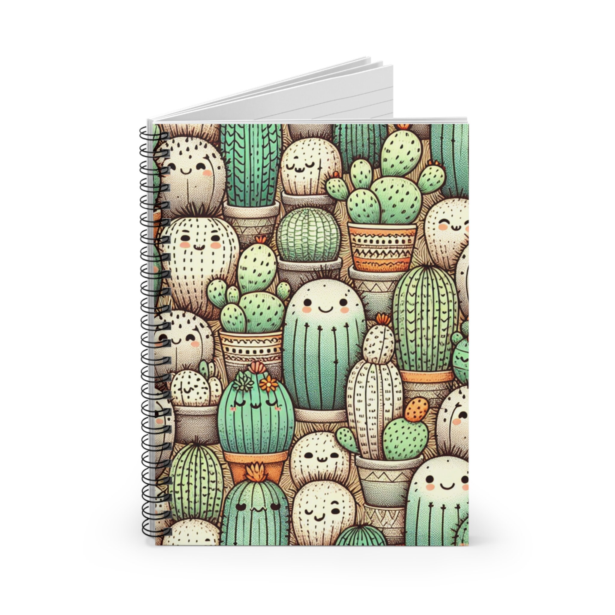 Cute Cartoon Style Cactus Notebook | 118 Page Spiral Notebook | Perfect ...