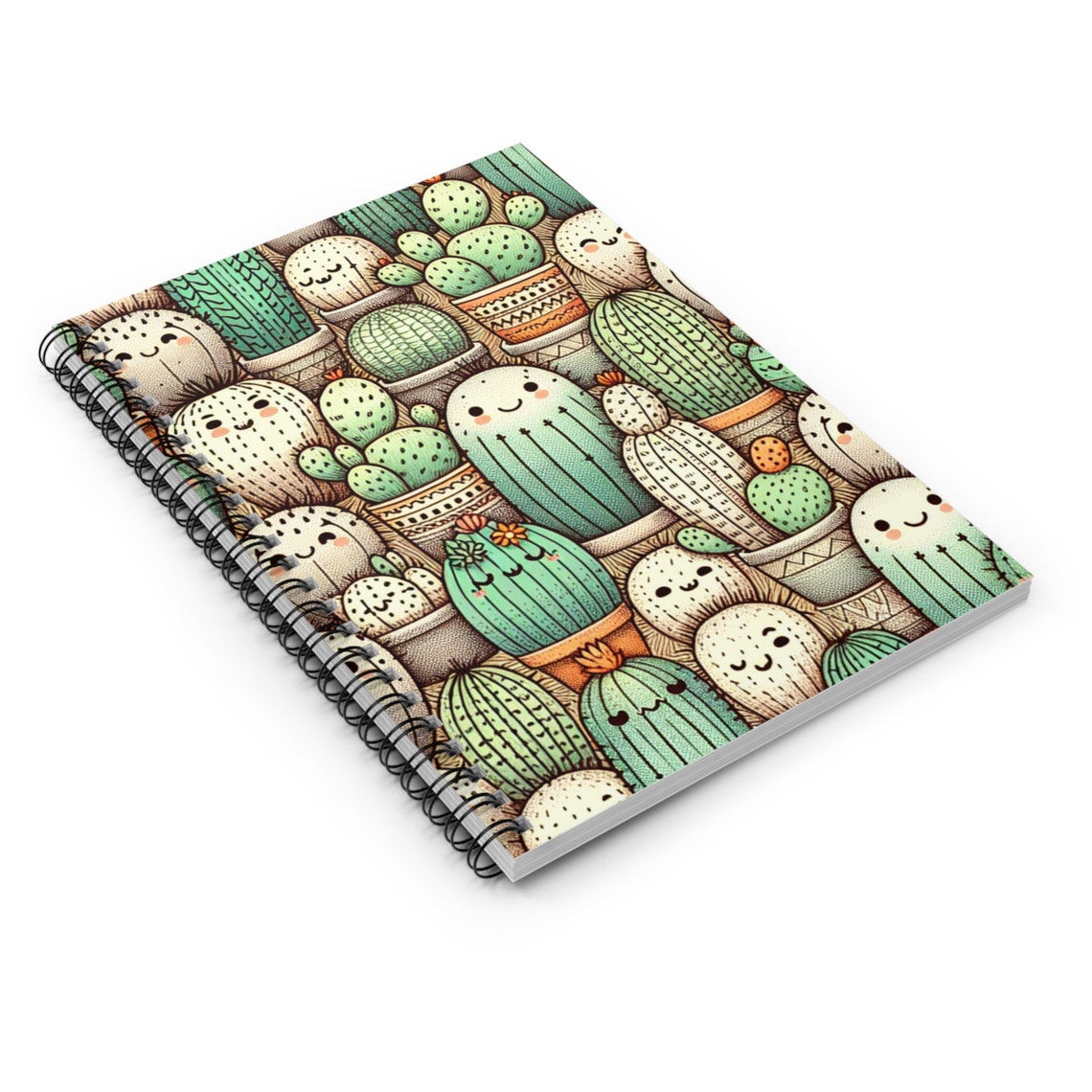 Cute Cartoon Style Cactus Notebook | 118 Page Spiral Notebook | Perfect ...