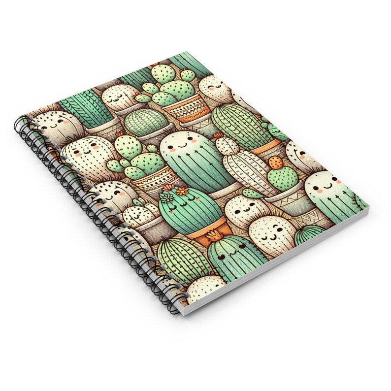 Cute Cartoon Style Cactus Notebook | 118 Page Spiral Notebook | Perfect ...