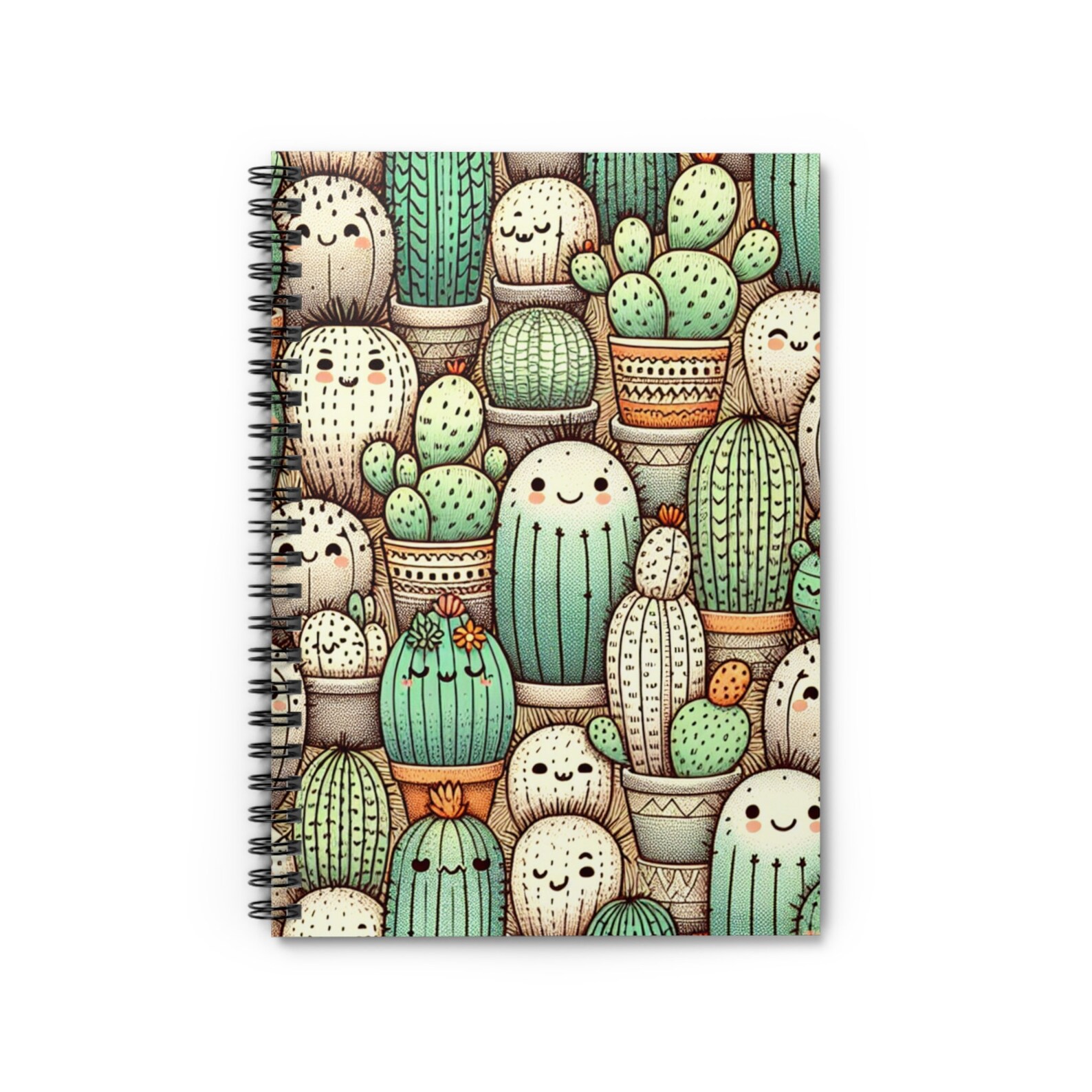Cute Cartoon Style Cactus Notebook | 118 Page Spiral Notebook | Perfect ...