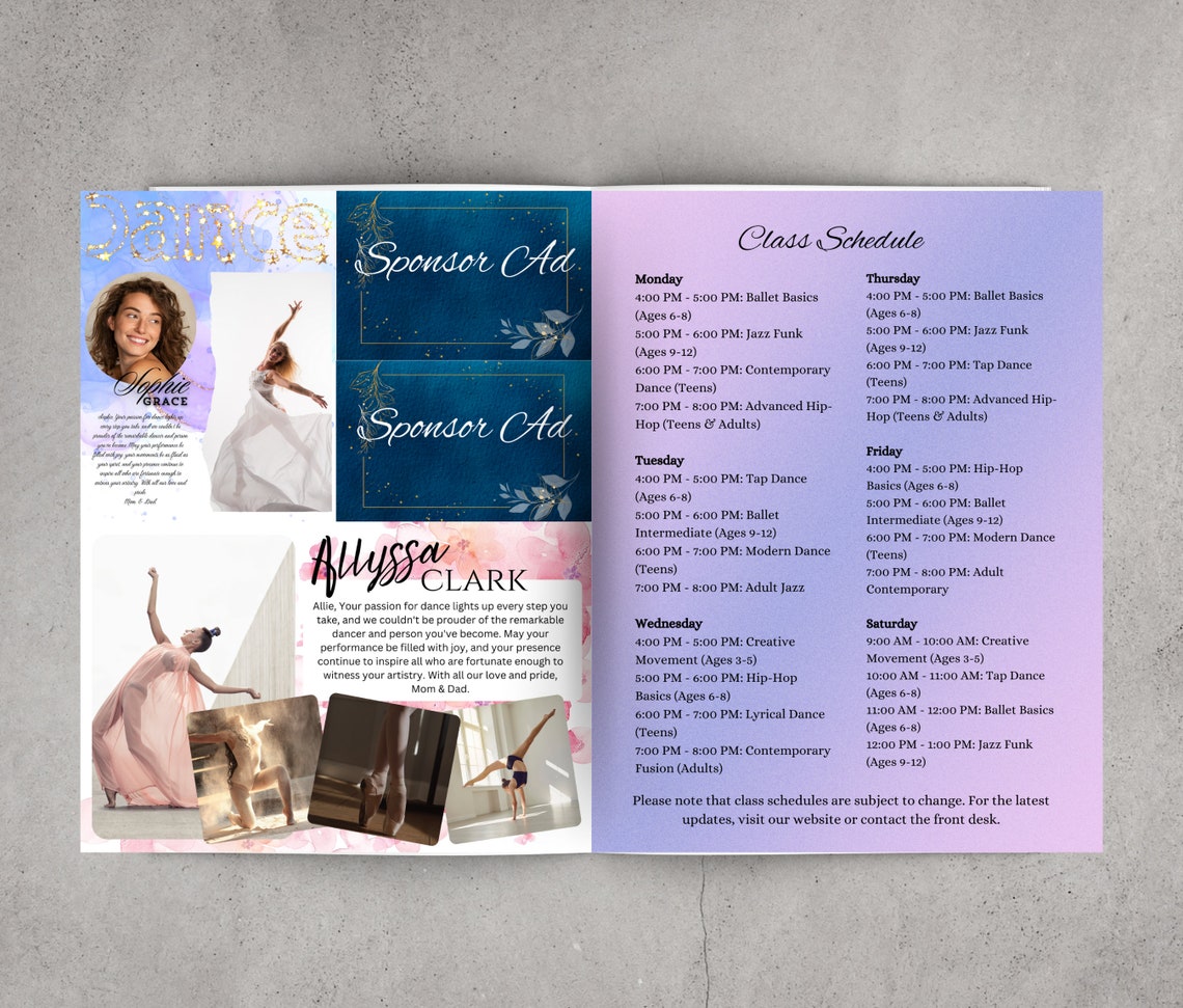 16 Page Recital Program Template Ideal for Dance Recital, School ...