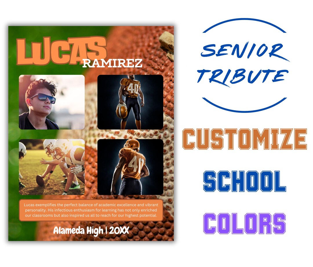 Quarter & Full Page High School Football Student Ad| Senior Highlight ...