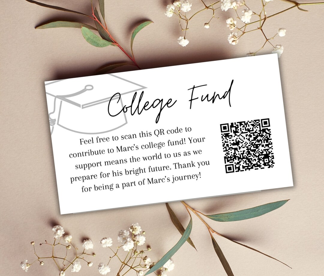 Qr Code College Fund Graduation Insert | Cash App Graduation Gift ...