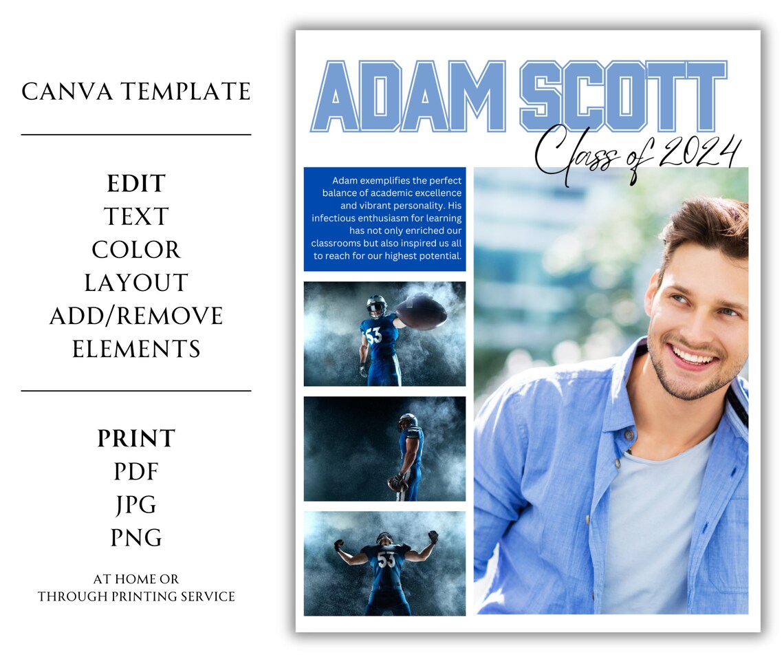 Senior Yearbook Ad Half Page Editable in Canva, With 3 Different ...