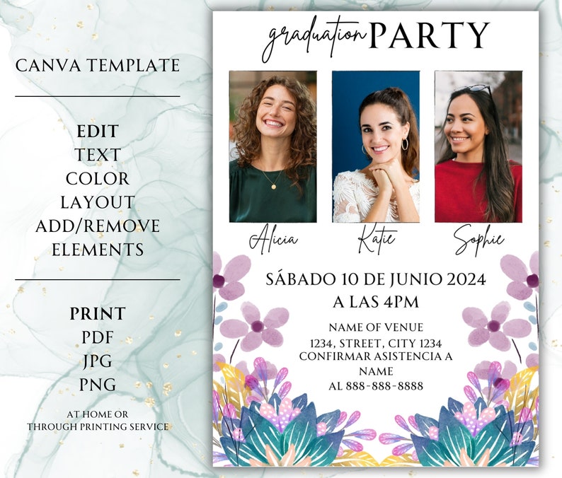 Friends Graduation Invitation Siblings 2024 | Joint Edit Triple ...