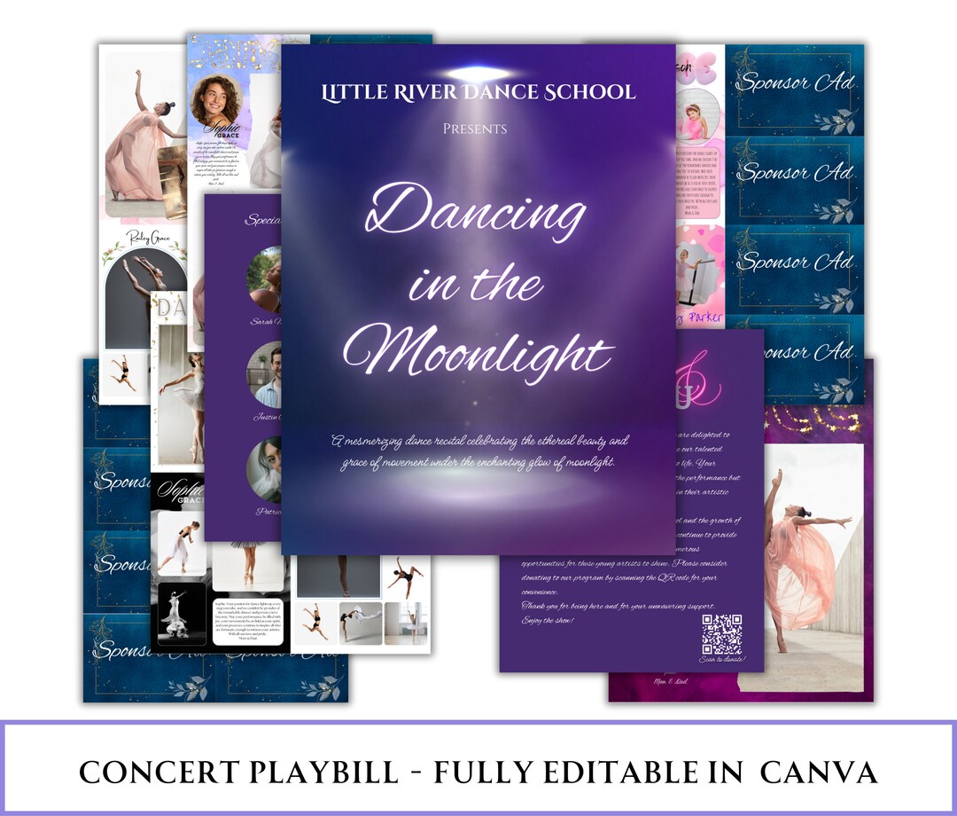 On the Spotlight Playbill Template for Dance Recital, School Concerts ...