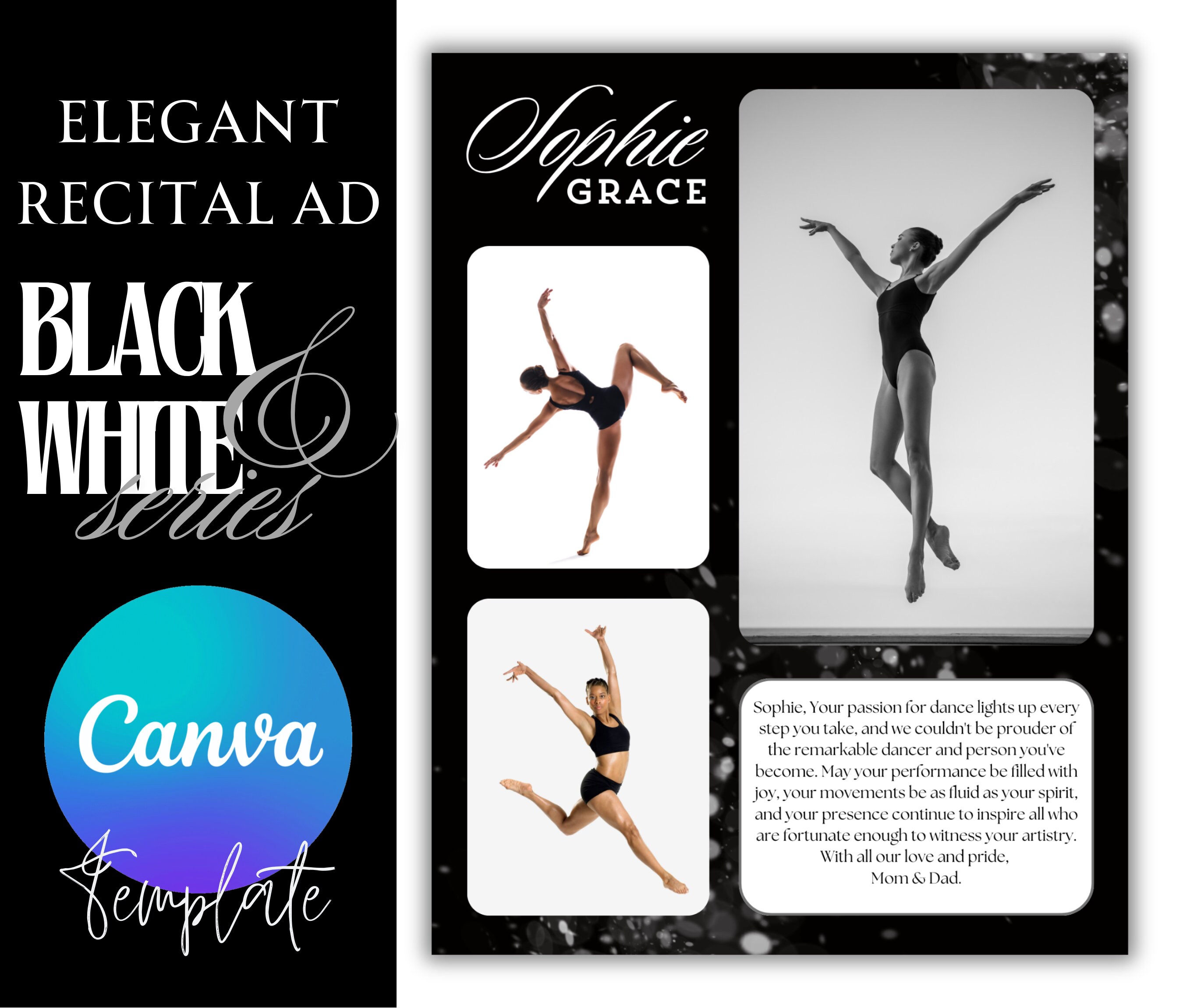 Full & 1/4 Page Recital Ad for Dance Studio Program | Easy Edit in ...