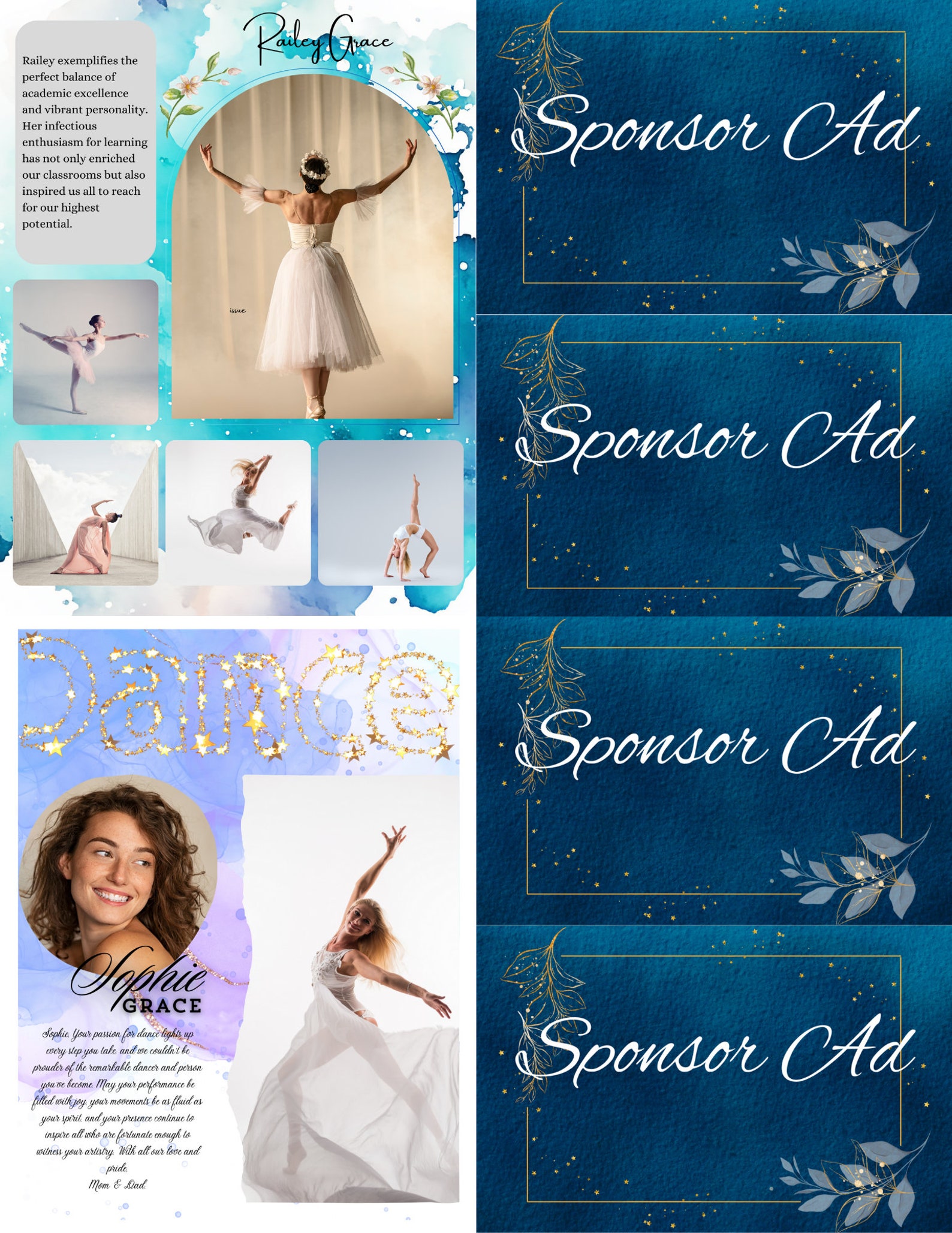 Full & 1/4 Page Recital Ad for Dance Studio Program | Easy Edit in ...