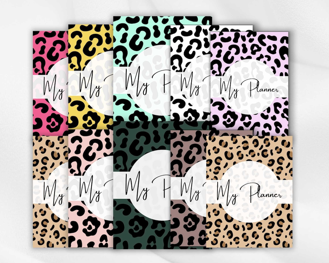 18 Animal Print Cover Designs Bundle, Cheetah Planner Covers, Front ...