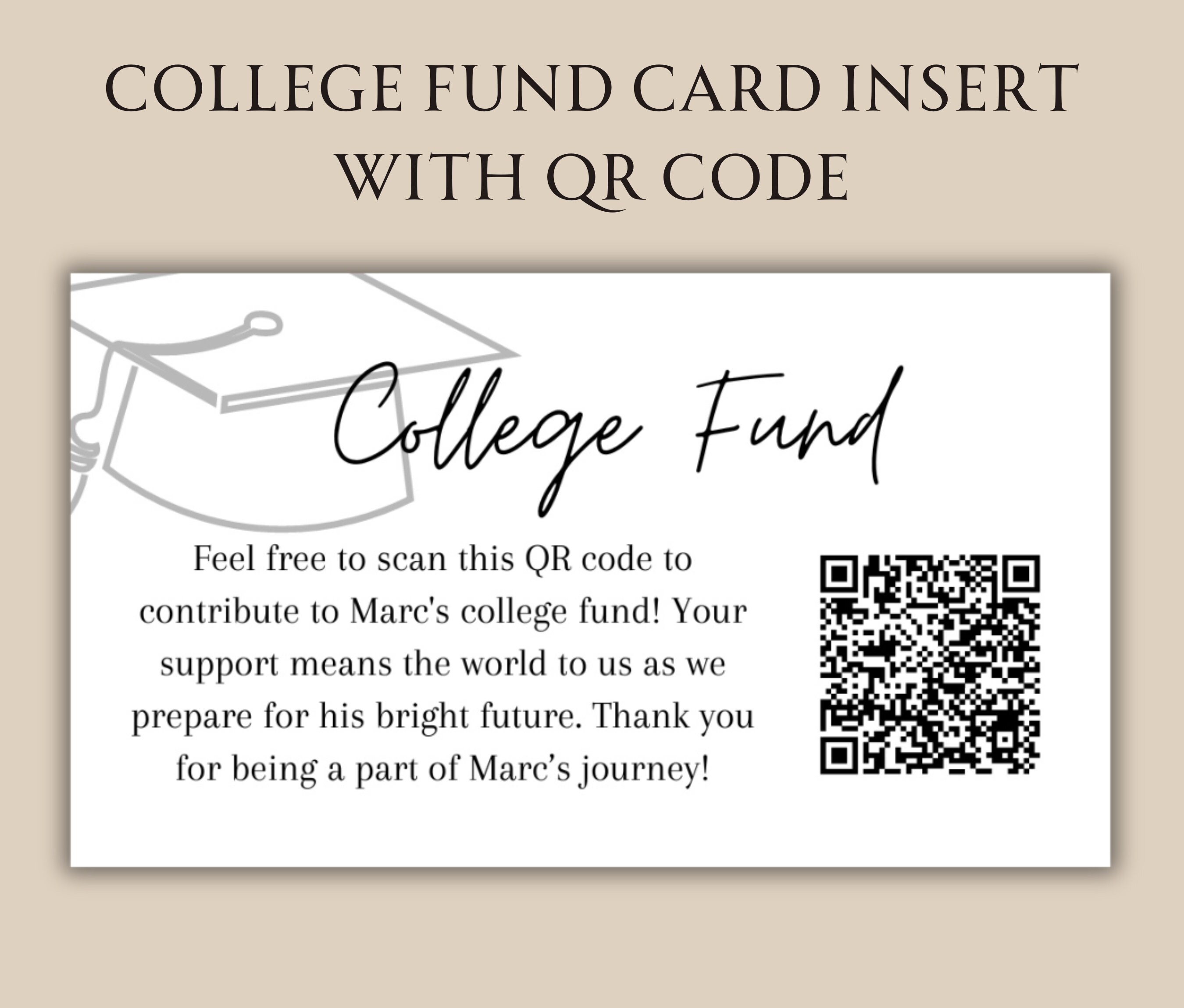 Qr Code College Fund Graduation Insert | Cash App Graduation Gift ...