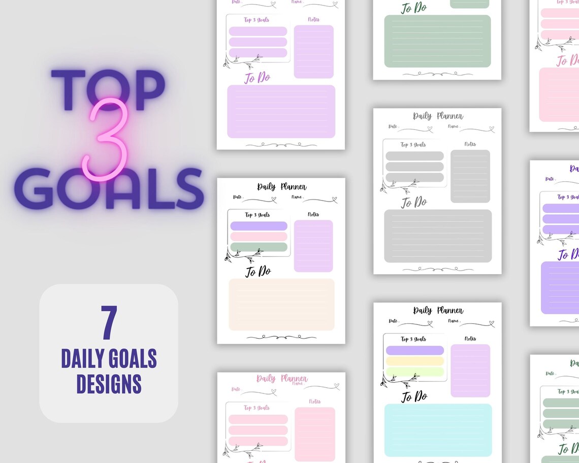 Top 3 Goals, Daily Planner, Productivity Booster, Chick Trendy Modern ...