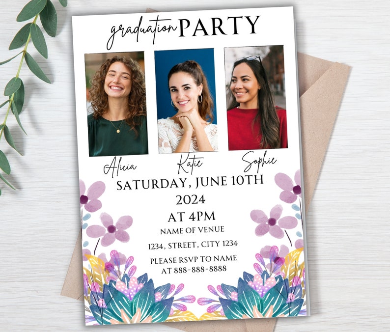 Friends Graduation Invitation Siblings 2024 | Joint Edit Triple ...