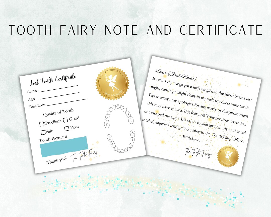 Late Tooth Fairy Editable Notice Unisex I Download Official Visit Tooth ...
