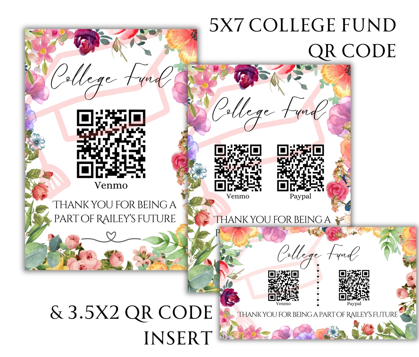 Graduation QR Code Insert College Fund 5x7| Cash App Registry Fund ...