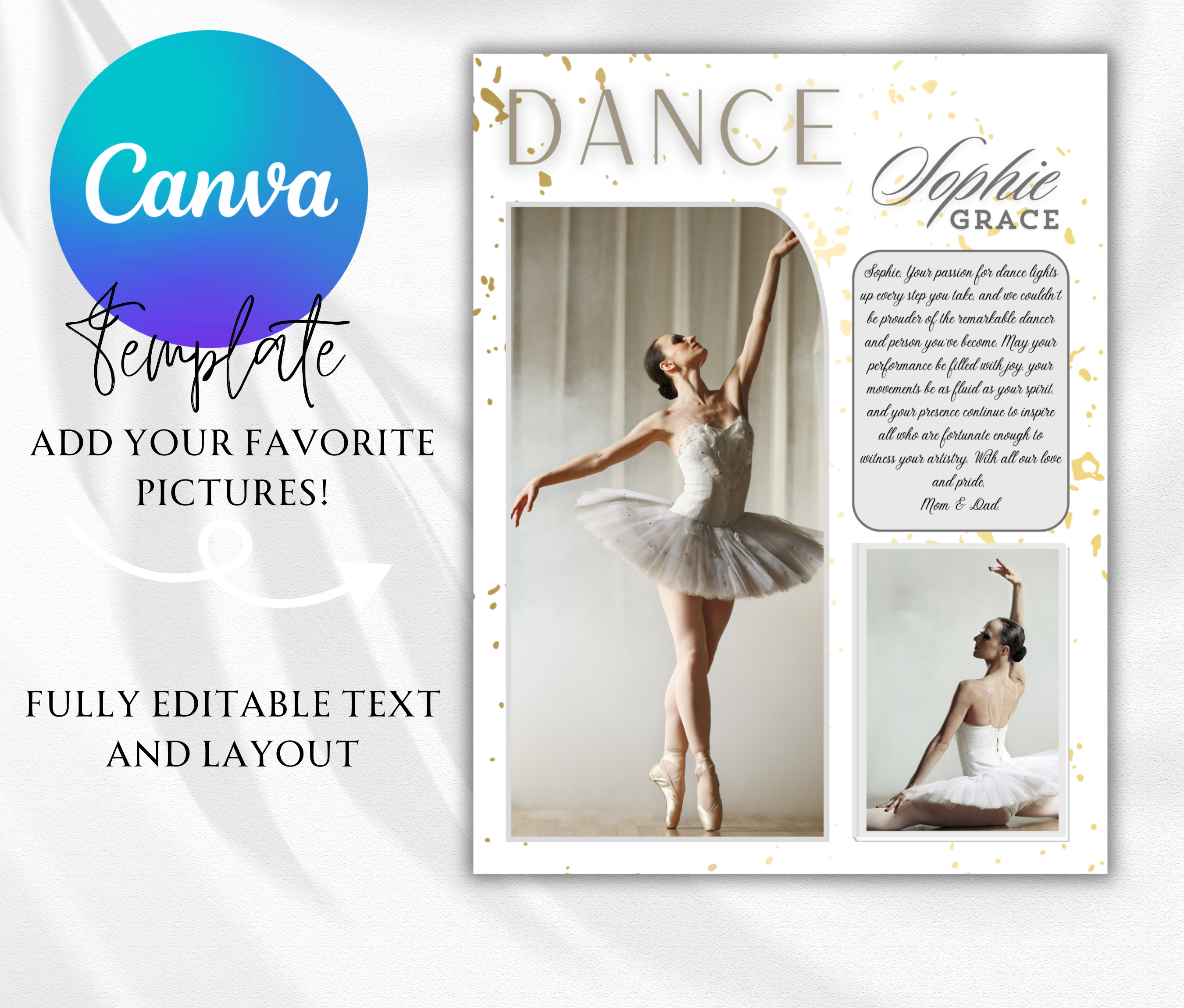 Elegant Recital Ad Tribute Self-editing in Canva | Ballet Dance Program ...