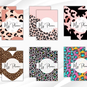 18 Animal Print Cover Designs Bundle, Cheetah Planner Covers, Front ...