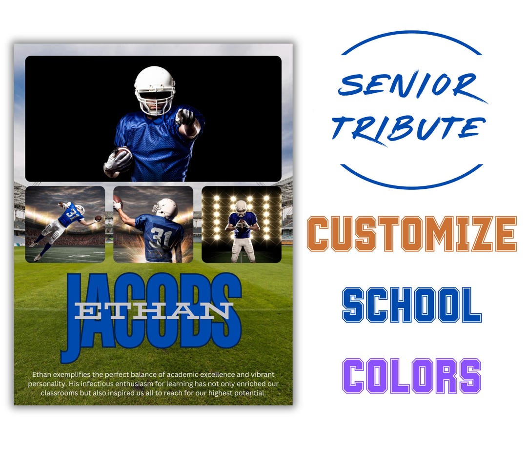 High School Yearbook Full & 1/4 Page Template for Sport Players School ...